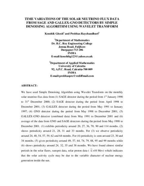 Pdf Time Variations Of The Solar Neutrino Flux Data From Sage And