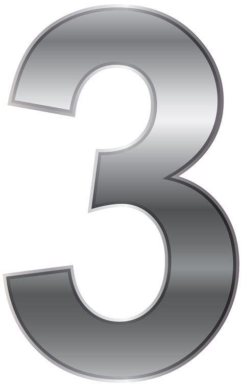 The Number Three In Silver On A White Background