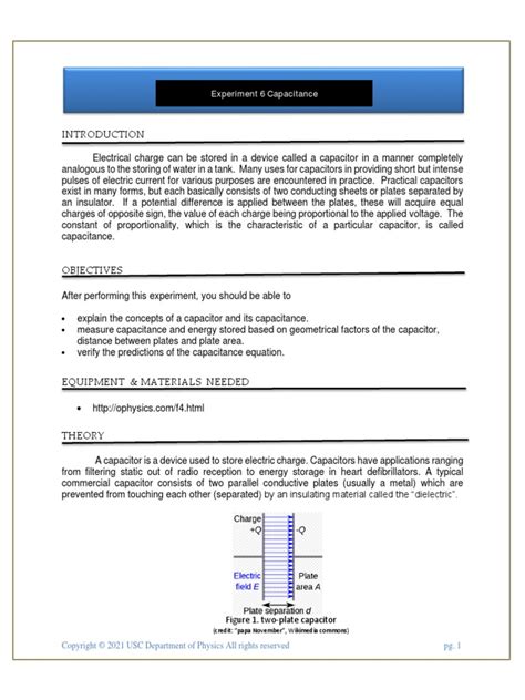 Expt 6 Capacitance Pdf Capacitor Capacitance