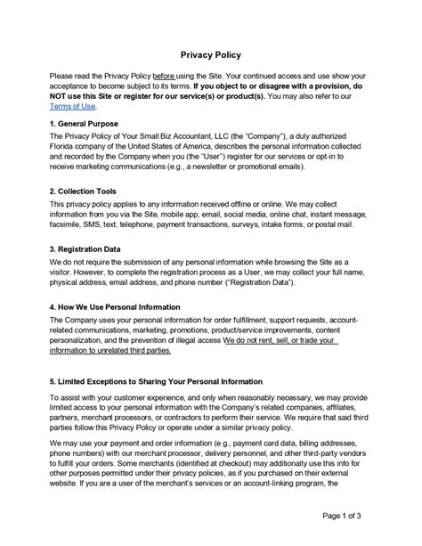 Sms Privacy Policy Template