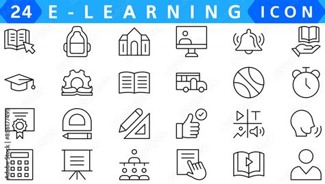 E Learning Icons Set Collection Of Simple Editable Icons For Web