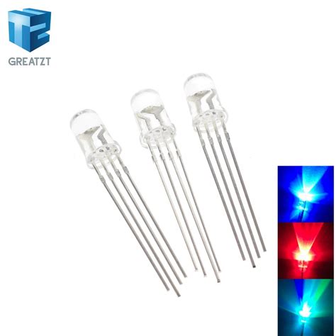 Pcs Mm RGB LED Common Cathode Tri Color Emitting Diodes F RGB Diffused In Integrated