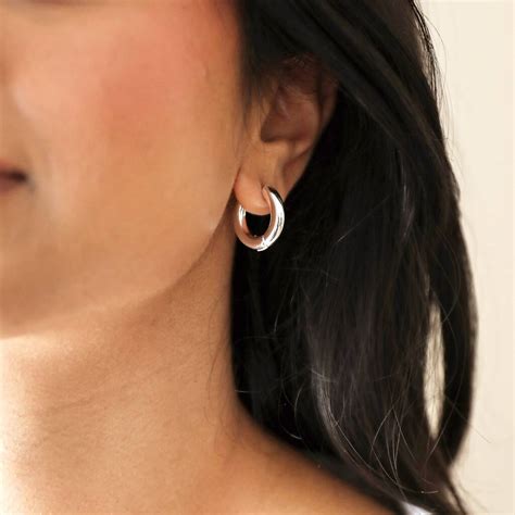 Medium Chunky Hoop Earrings In Sterling Silver Plating By Lisa Angel