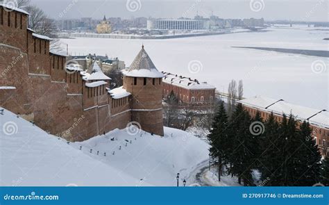 The Nizhny Novgorod Kremlin Against The Backdrop Of The Confluence Of