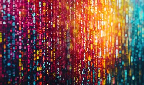 Colorful Abstract Digital Data Stream With Binary Code And Vibrant