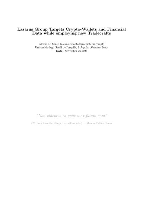 Pdf Lazarus Group Targets Crypto Wallets And Financial Data While Employing New Tradecrafts