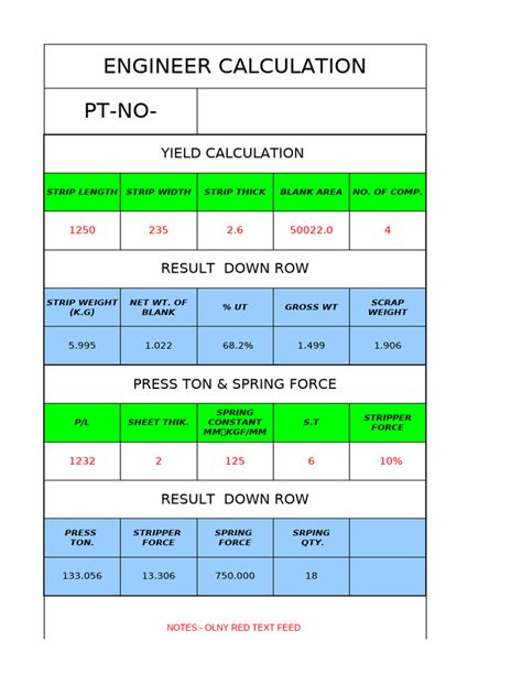 Strip Layout Calculation Format 2 Pdf