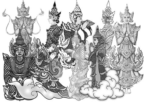 Photoshop Psd And Png မ်ား နတ်ရုပ်ပုံလေးတွေ အဖြူအမဲ ပုံတောင်းထားသူတ