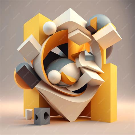 Premium Photo Abstract Geometric Composition 3d Render Ai Generative