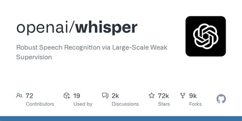 Github Openaiwhisper Robust Speech Recognition Via Large Scale Weak Supervision