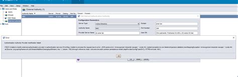 Networker External Authority Configuration Errors With Unrecognized