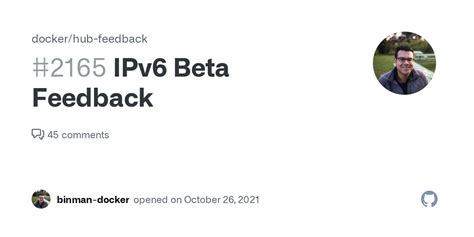 Ipv6 Beta Feedback · Issue 2165 · Dockerhub Feedback · Github