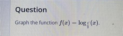 Solved Question Graph The Function F X Log X Graph The Chegg
