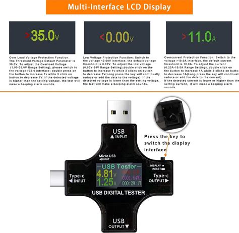 2 In 1 Type C USB Tester Color Screen LCD Digital Multimeter ARCELI USB C Voltage Current