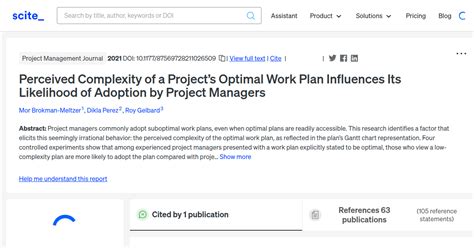 perceived complexity of a project s optimal work plan influences its likelihood of adoption by