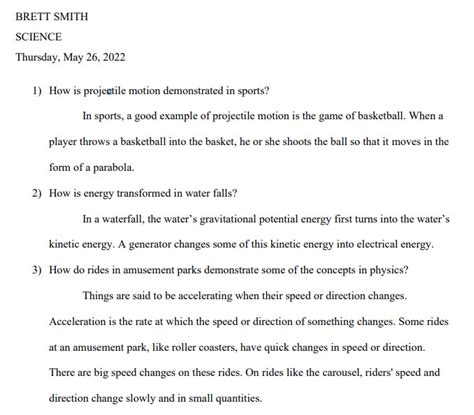 Science Questions And Answers NoteXchange