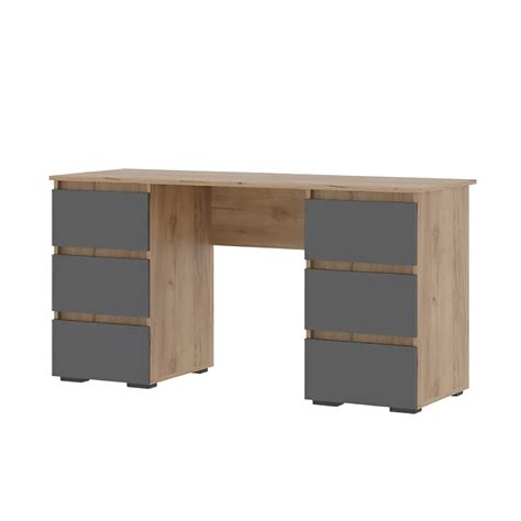 Стол письменный с ящиками Хелен ПС 02 Серый графит Дуб крафт золотой купить по цене 8 890 в