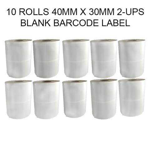 10 Rolls 40mm X 30mm 2 Ups Blank Barcode Label Sticker 2000 Pcs Each Roll