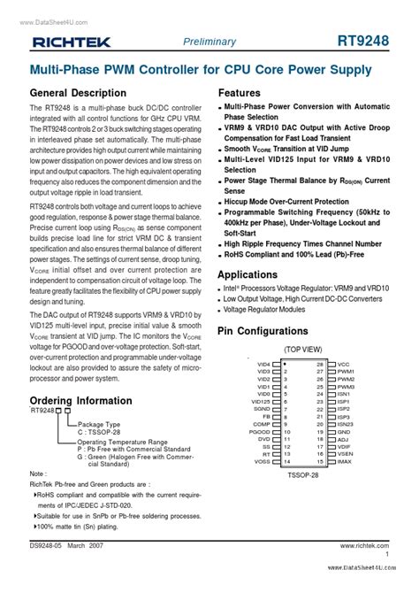rt9248 multi phase pwm controller richtek technology