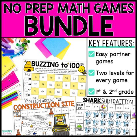 No Prep Math Games Growing Bundle 1st Grade And 2nd Grade Math Centers Simply Creative Teaching