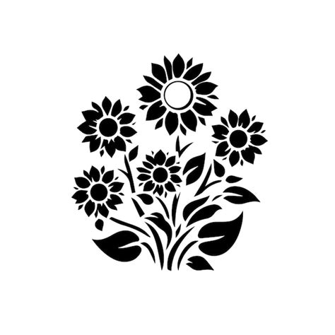 Premium Vector Sunflower With Silhouette Style And Stencil Design