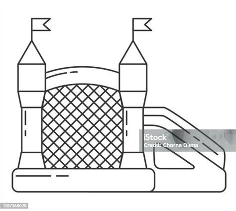 탄력성 윤곽선 아이콘 키즈 놀이터에서 점프 하우스 벡터 공기 주입에 대한 스톡 벡터 아트 및 기타 이미지 공기 주입 튜브 놀이터 드로잉 Istock