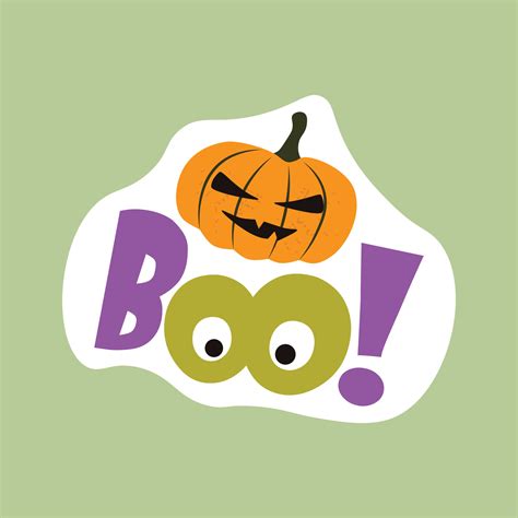 Halloween Themed Isolated Sticker With Lettering Boo And A Pumpkin Vector Art At Vecteezy