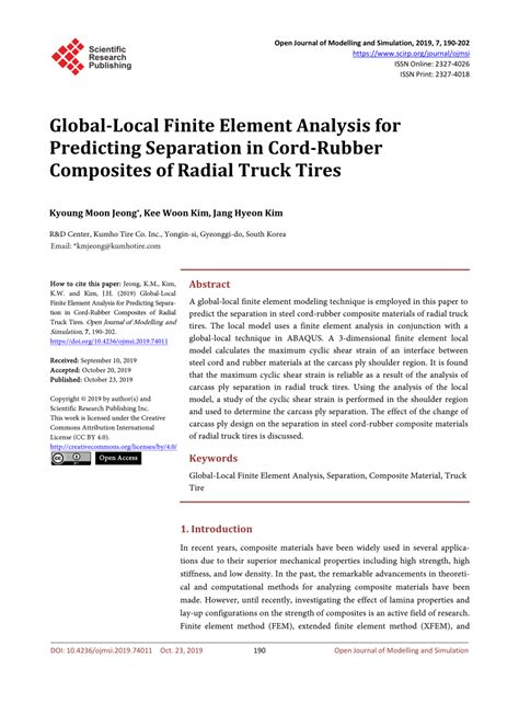 Pdf Global Local Finite Element Analysis For Predicting Separation In