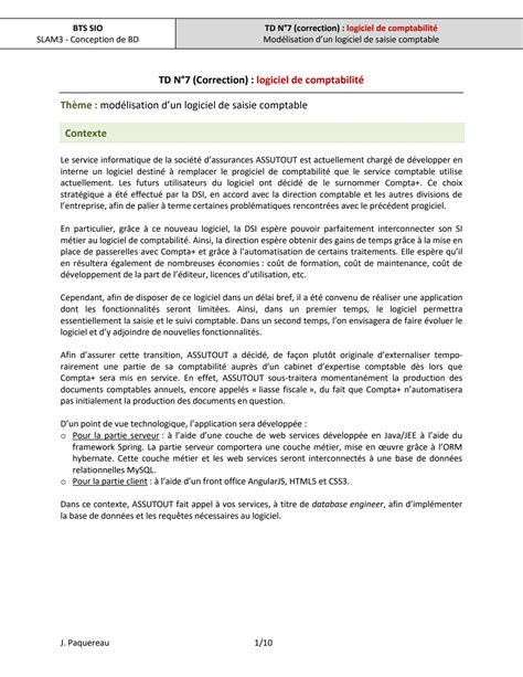 SOLUTION Td N Mod Lisation D Un Logiciel De Saisie Comptable Corrig Studypool