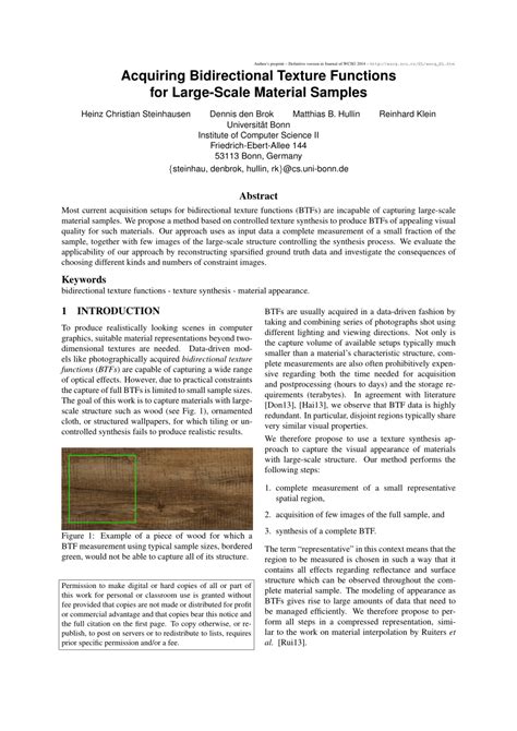 pdf acquiring bidirectional texture functions for large scale