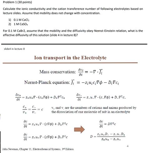 Problem 1 30 Points Calculate The Ionic Conductivity And The Cation Transference Number Of