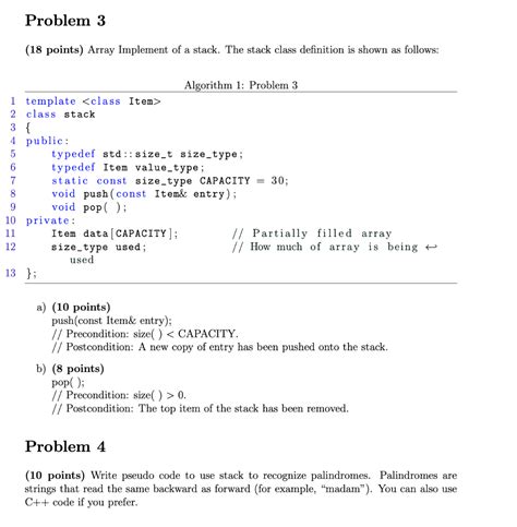 Solved Problem 3 18 Points Array Implement Of A Stack The