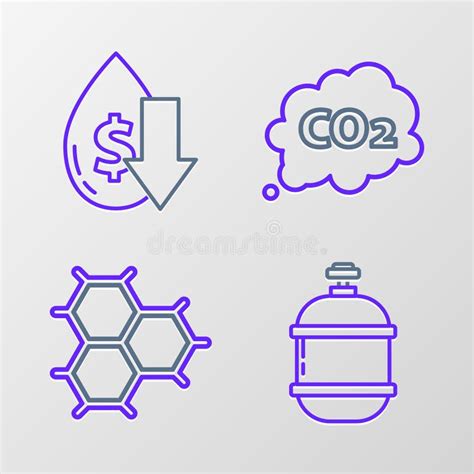 Set Line Propane Gas Tank Chemical Formula Consisting Of Benzene Rings