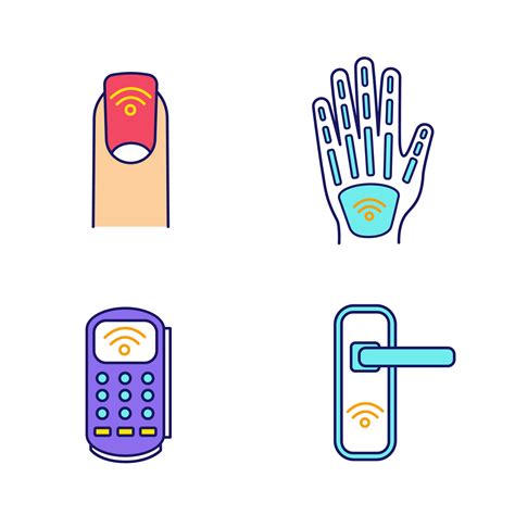 Nfc Technology Color Icons Set Near Field Manicure Hand Implant Pos