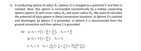 Solved A conducting sphere of radius R1 (sphere 1 ) ﻿is | Chegg.com