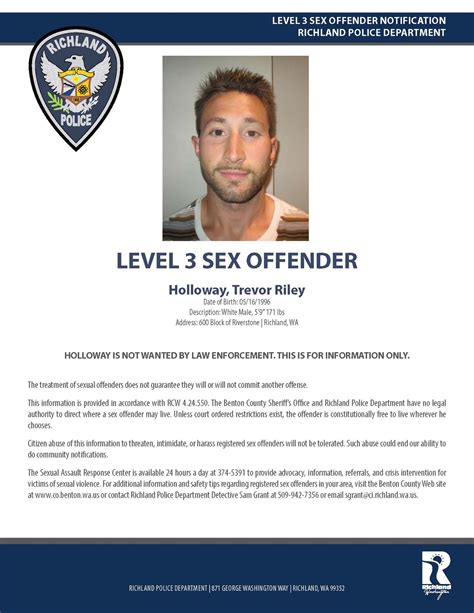 Notice Of A Level 3 Sex Richland Wa Police Department