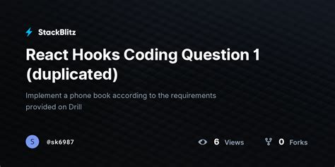 React Hooks Coding Question 1 Duplicated Stackblitz