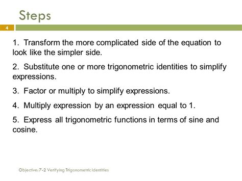 Steps To Verifying Trigonometric Identities Brockton High School Mrs
