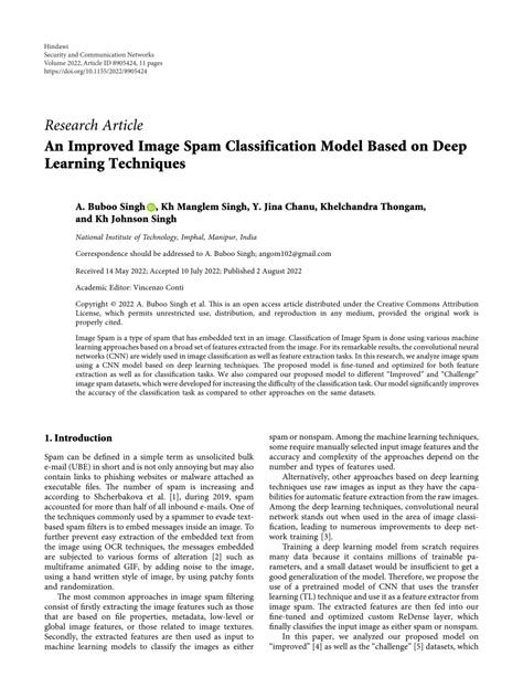 Pdf An Improved Image Spam Classification Model Based On Deep