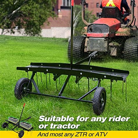 40 Inch Tow Behind Dethatcher With 20 Spring Steel Tines Lawn Sweeper For Riding Lawn Mowers