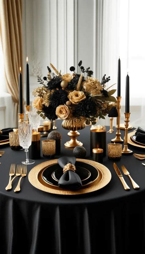 Black And Gold Table Decor