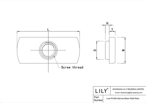 98001a160 Low Profile Narrow Base Weld Nuts Lily Bearing