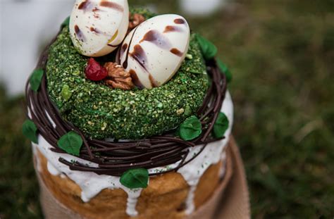 봄 잔디 및 눈의 배경에 둥지에서 초콜릿 된 에코 스타일에 부활절 케이크 장식 0명에 대한 스톡 사진 및 기타 이미지 0명 공휴일 부활절 케이크 Istock
