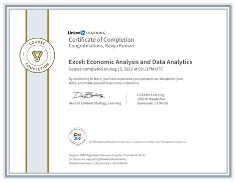 kavya kumari on linkedin certificate of completion