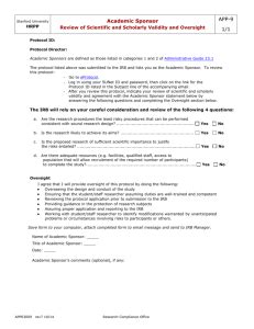 CHECKLIST FOR NEW IRB PROTOCOLS