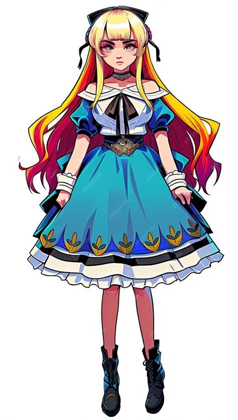 Premium Vector Girl Cartoon Character With Blue Dress And Red Hair