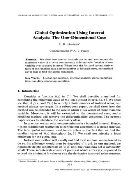 global optimization using interval analysis the one