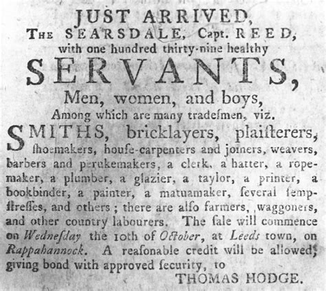 Indentured Servant Contract Virginia