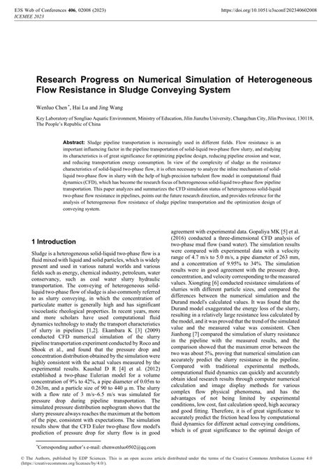 Pdf Research Progress On Numerical Simulation Of Heterogeneous Flow Resistance In Sludge