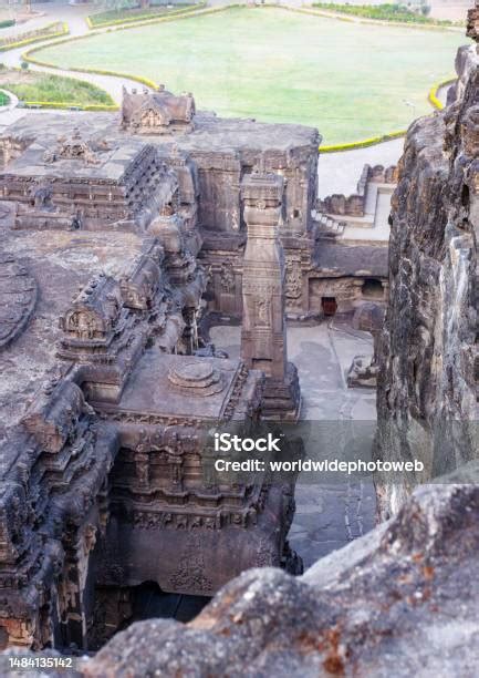 View At The Kailasa Temple Ellora Caves Maharashtra India Asia Stock
